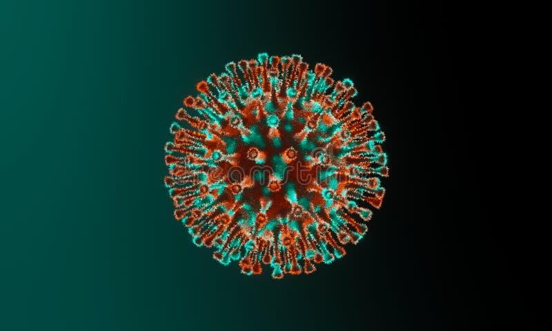 3D Red and Green Spiked Virus Stock Illustration - Illustration of ...