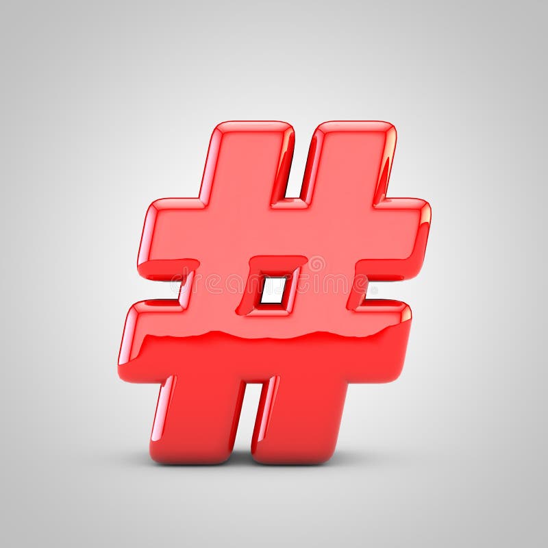 3D Red Hashtag Symbol Isolated White Background Stock Illustration ...