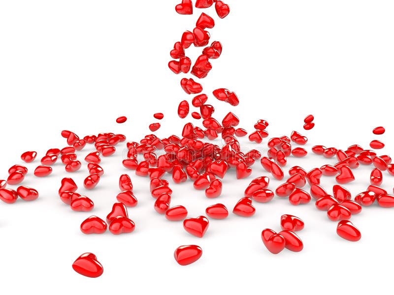 3d red hearts falling stock illustration. Illustration of shiny - 65282241