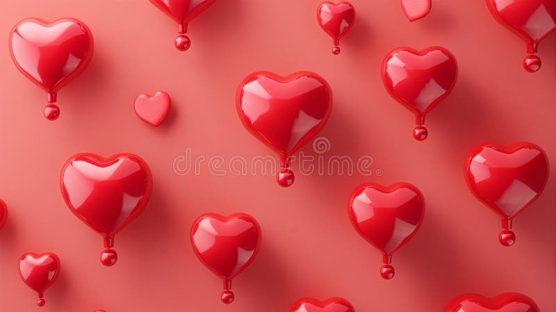 3D Red Hearts Floating Against a Soft Background Represent Love and ...