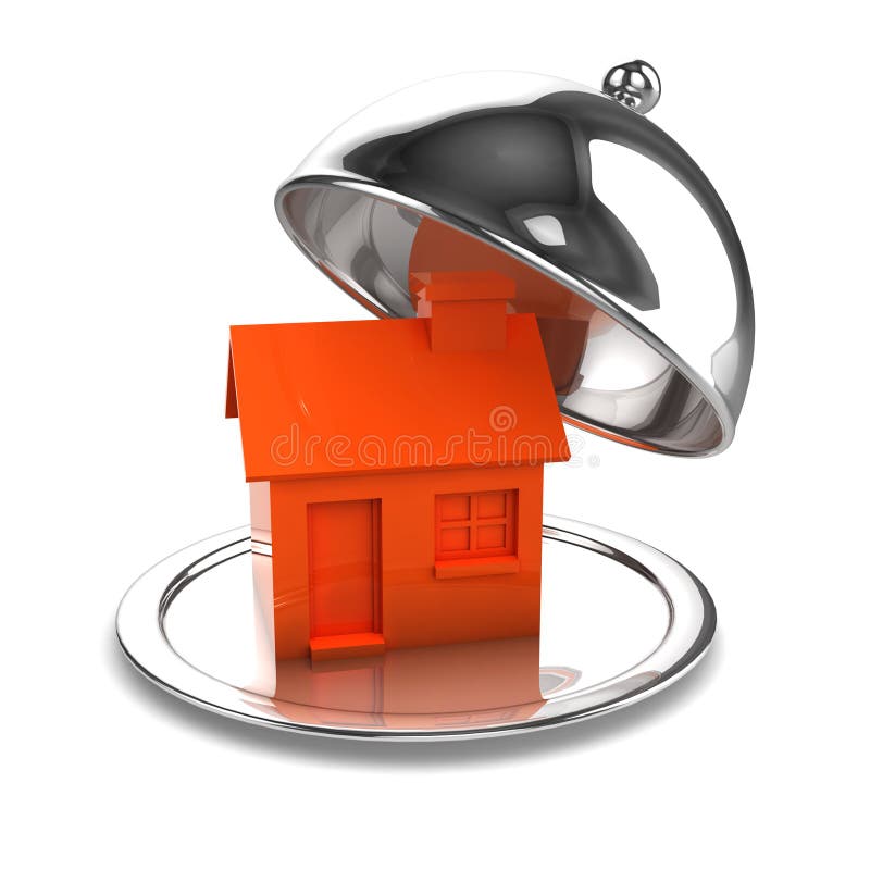 3d Red House Silver Service Stock Illustration - Illustration of ...