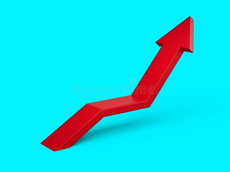 3d Red Indication Arrow, 3d Simple Moving Up Arrow Isolated on Cyan ...