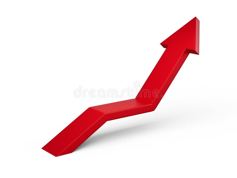3d Red Indication Arrow, 3d Simple Moving Up Arrow Isolated on White ...