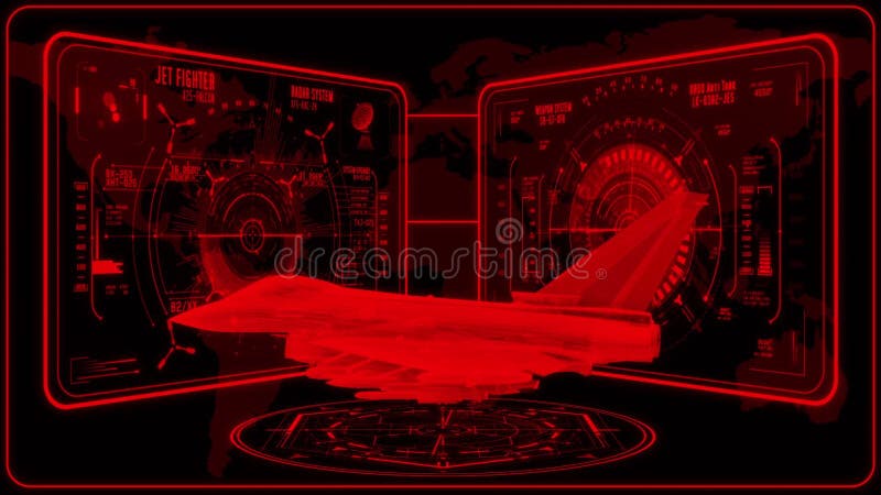 3D Red Jet Fighter HUD Interface Motion Graphic Element Stock Video ...