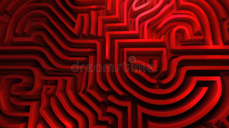 3D Red Labyrinth Maze. Concept of Challenge, Complexity, and Problem ...