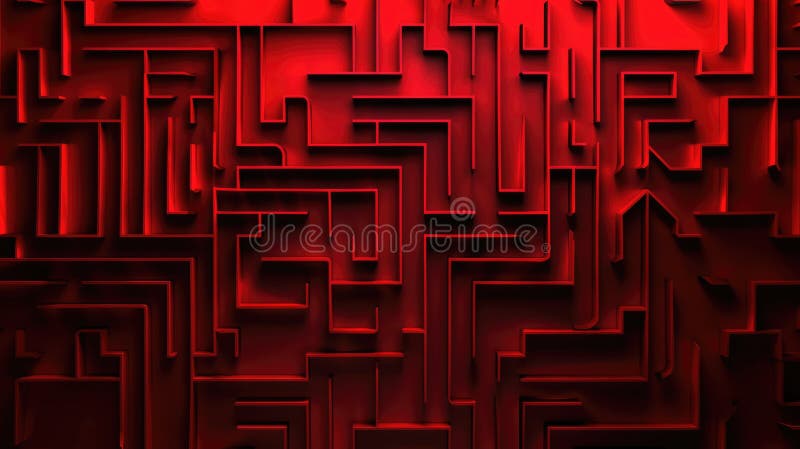3D Red Labyrinth Maze. Concept of Challenge, Complexity, and Problem ...