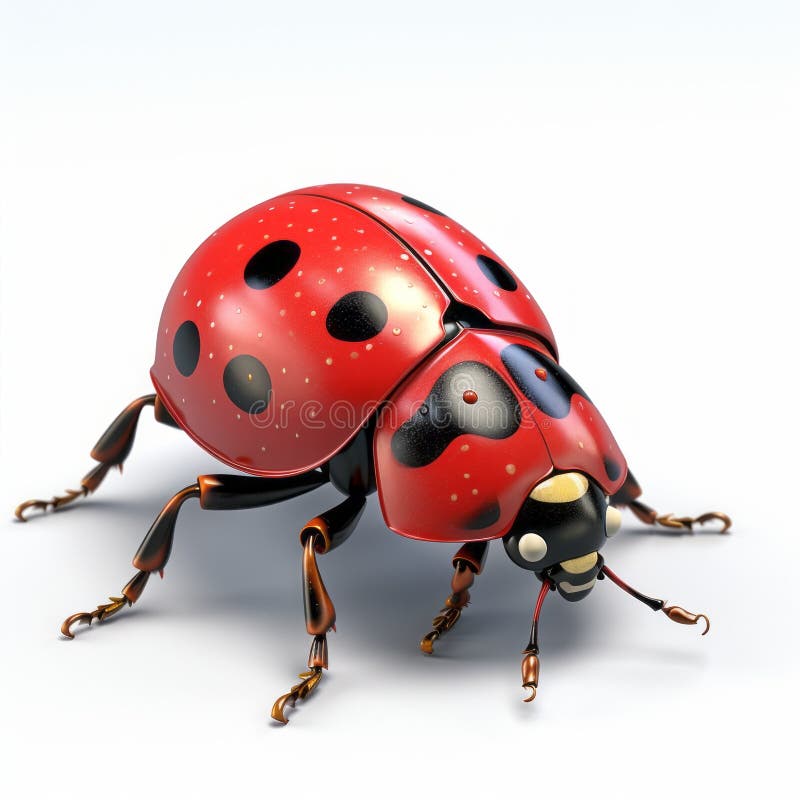 3d Red Ladybug Illustration on White Background Stock Photo - Image of ...