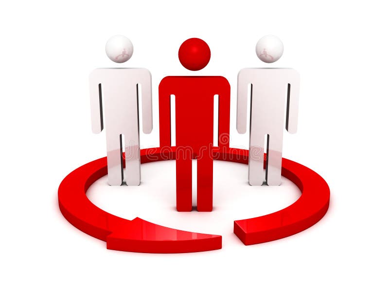 Red 3d Leader Man Icon Figure Forward of Team Stock Illustration ...