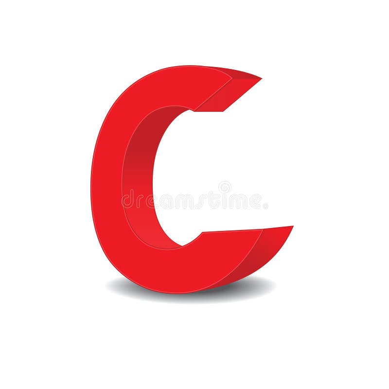 3d red letter C stock vector. Illustration of word, model - 154176013