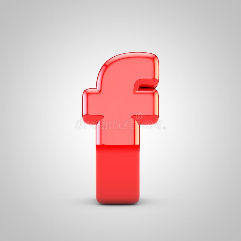 3D Red Letter F Lowercase Isolated White Background Stock Illustration ...
