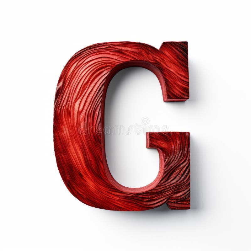 Red Wood Letter G Carved Illustration on White Background Stock ...