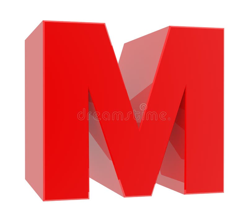 3d Red Letter M Collection on White Background Stock Illustration ...