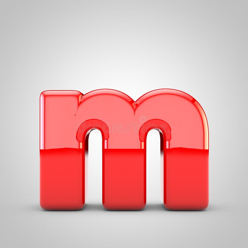 3D Red Letter M Lowercase Isolated White Background Stock Illustration ...