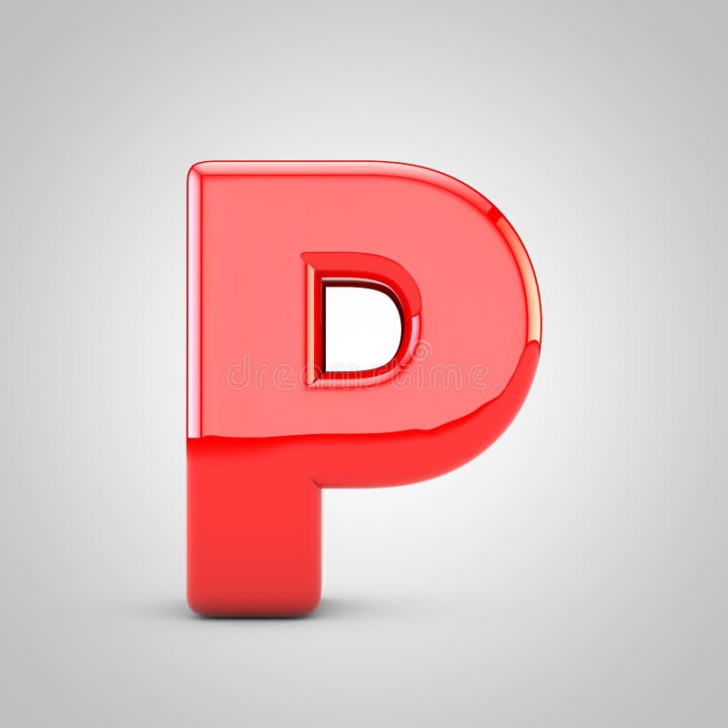 3D Red Letter P Uppercase Isolated White Background Stock Illustration ...