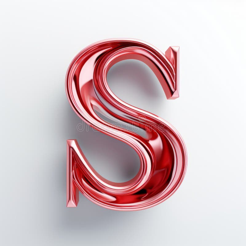 Shiny Metallic Red Letter with Multilayered Surfaces Stock Illustration ...