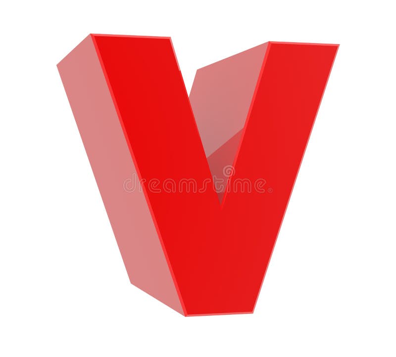3d Red Letter V Collection on White Background Stock Illustration ...