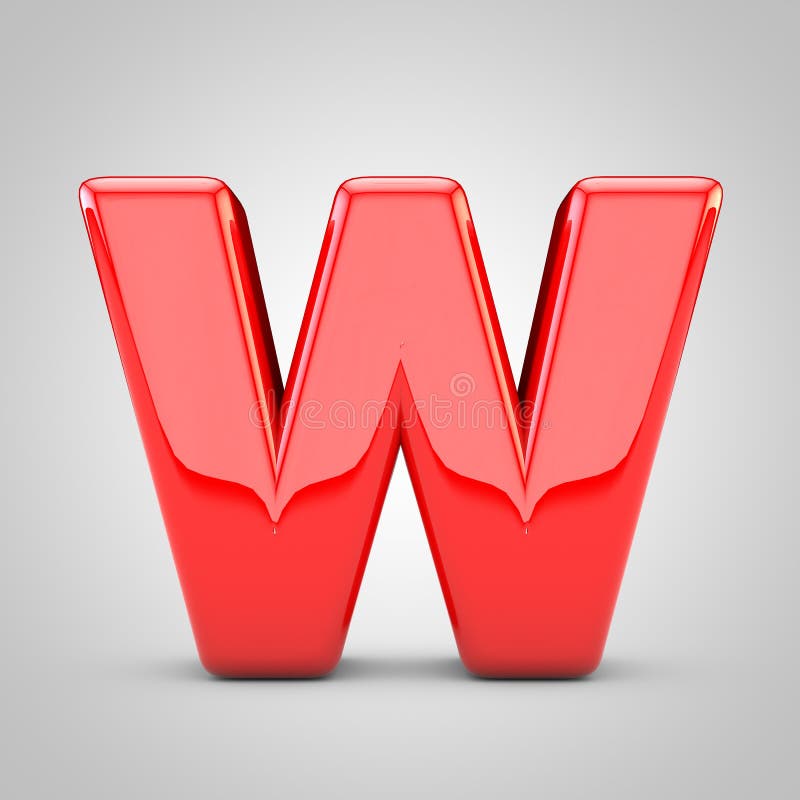 3D Red Letter W Uppercase Isolated White Background Stock Illustration ...