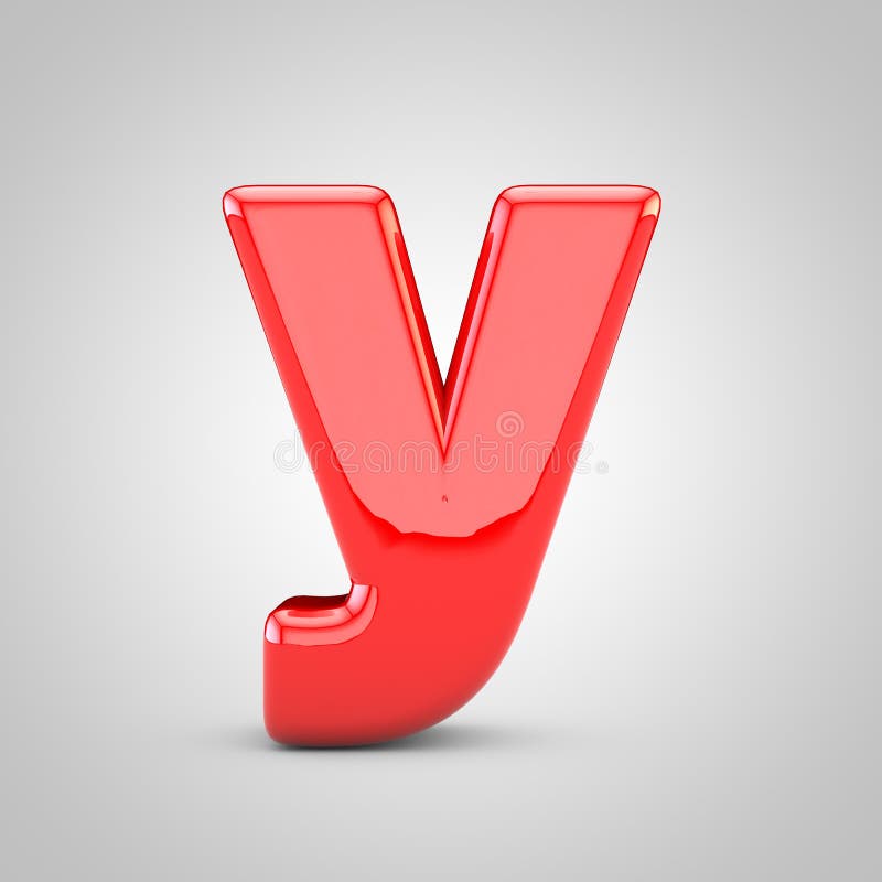 3D Red Letter Y Lowercase Isolated White Background Stock Illustration ...