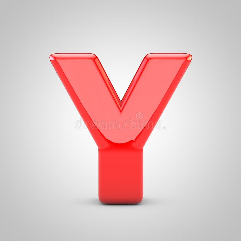 3D Red Letter Y Uppercase Isolated White Background Stock Illustration ...