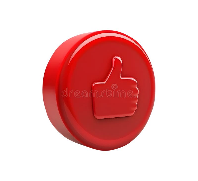 3d Red Like Button with Thumb Up Isolated on White Stock Illustration ...