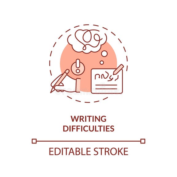 2D Red Line Icon Writing Difficulties Concept Stock Vector ...