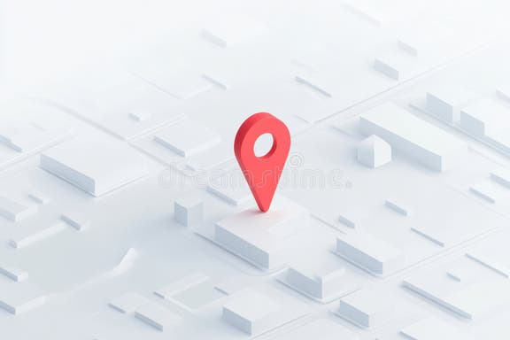 A 3D Red Location Pin on a Minimalist Map Background, Symbolizing ...