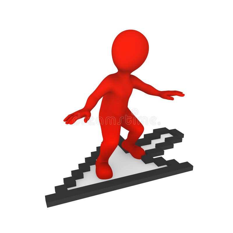 3d Red Man with Mouse Cursor. Stock Illustration - Illustration of ...