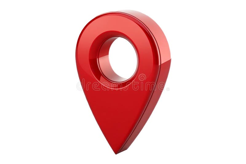3D Red Map Location Marker Symbol Isolated on White Background Stock ...