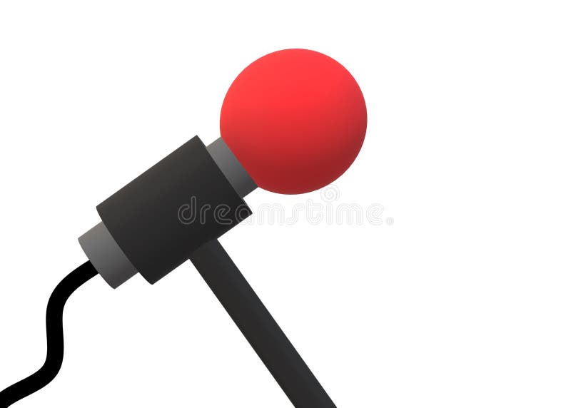 A 3D Red Microphone with Grey Handle and Black Wiring Cable Stand White ...