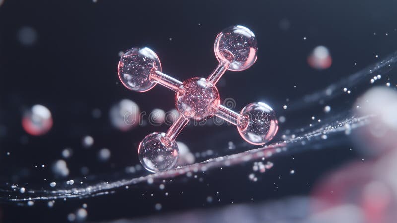 3D Red Molecule: Atomic Number and Chemical Bonding Stock Image - Image ...