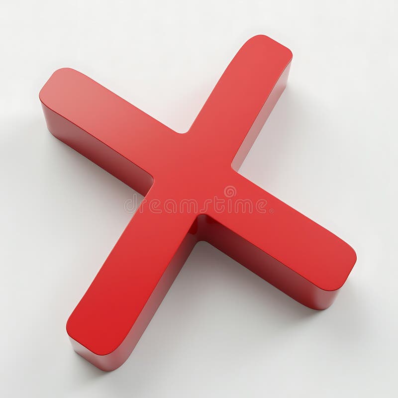 3D Red Multiply Sign on a White Background Stock Illustration ...