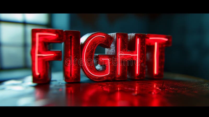 3d Red Neon Glowing Written FIGHT Stock Illustration - Illustration of ...