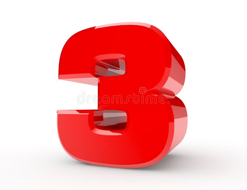 3d Red Number 3 Isolated on White Background 3d Rendering Stock ...