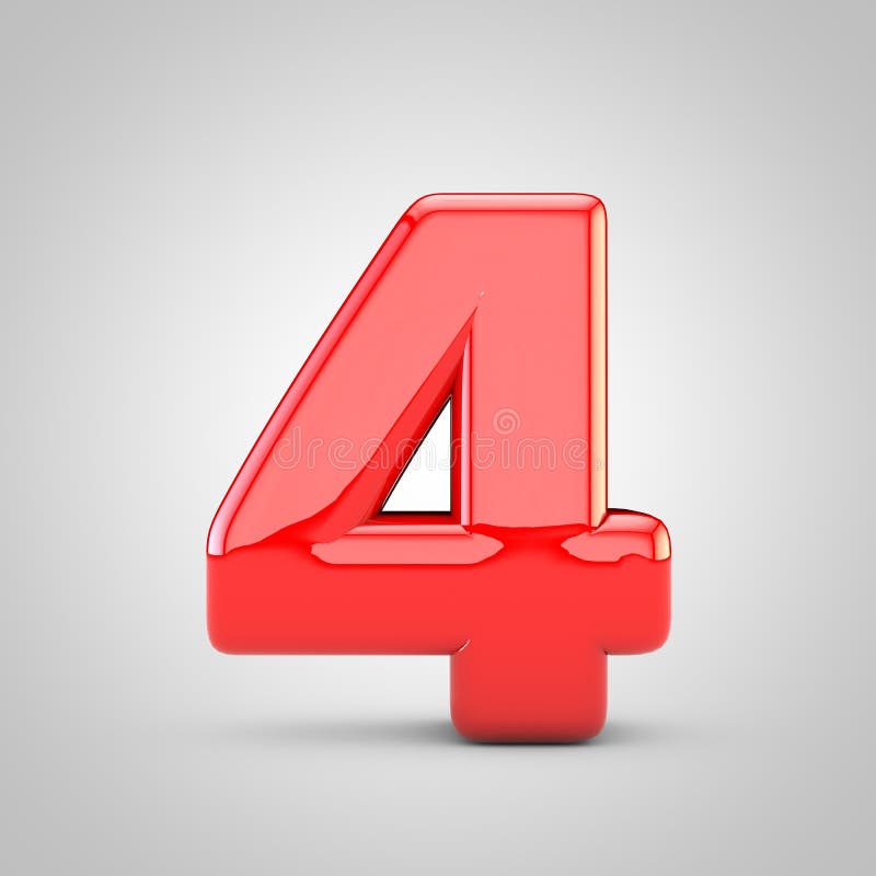 3D Red Number 4 Isolated White Background Stock Illustration ...