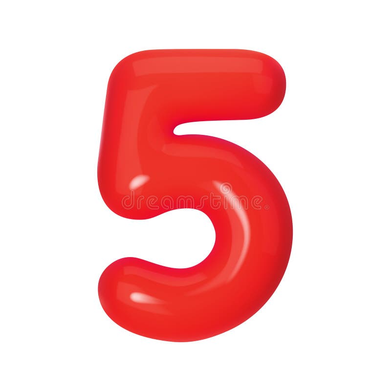 Number 5. Red Digit Five in 3d Style Stock Vector - Illustration of ...