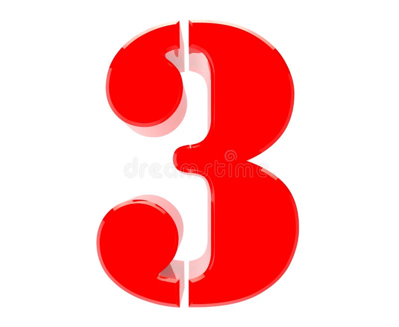 3d Red Number 3 on White Background 3d Rendering Stock Illustration ...