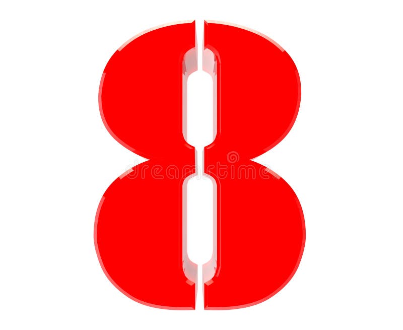 3d Red Number 8 on White Background 3d Rendering Stock Illustration ...