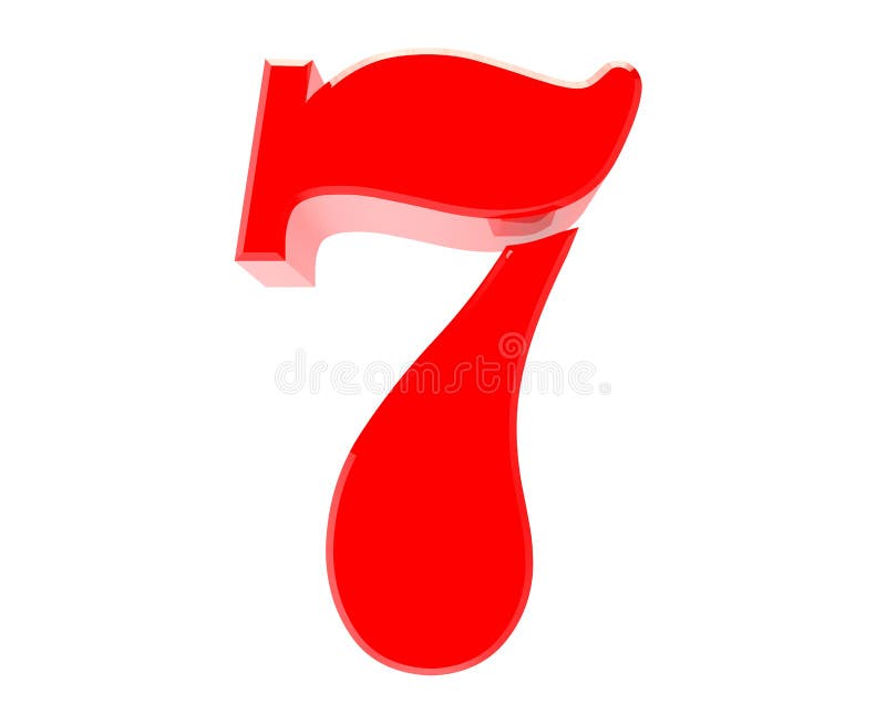 3d Red Number 7 on White Background 3d Rendering Stock Illustration ...
