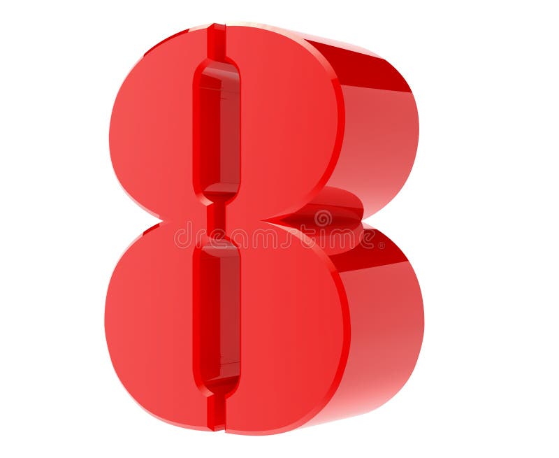 3d Red Number 8 EXPLANATION Word Isolated on White Background 3d ...