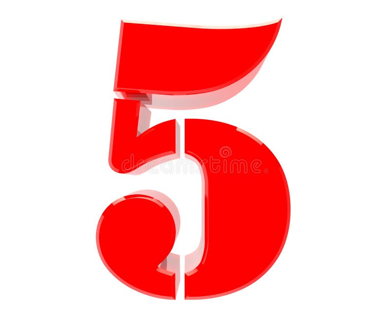 3d Red Number 5 on White Background 3d Rendering Stock Illustration ...