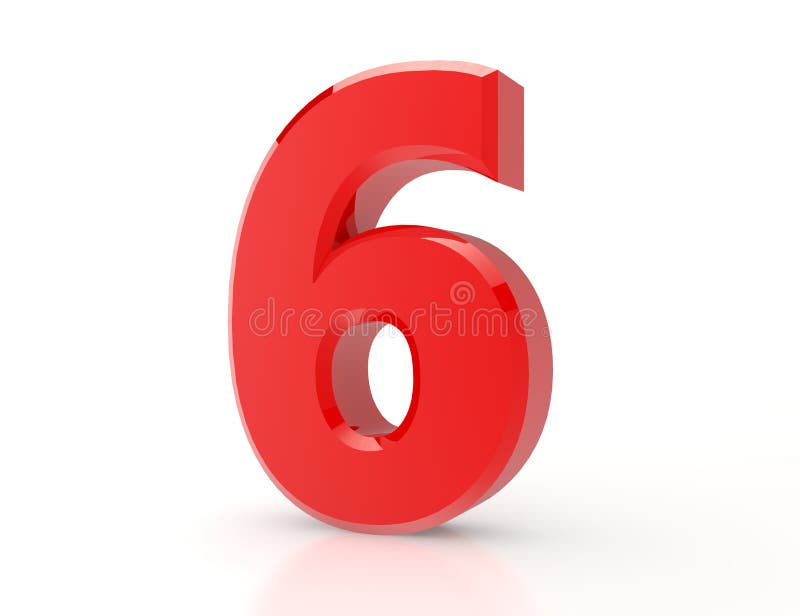 3d Red Number 6 Isolated on White Background Stock Illustration ...