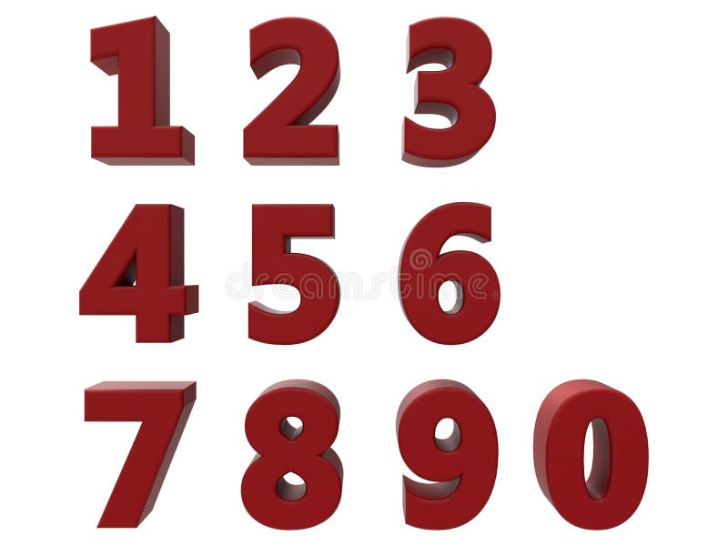 3D red numbers set stock illustration. Illustration of sign - 64094804