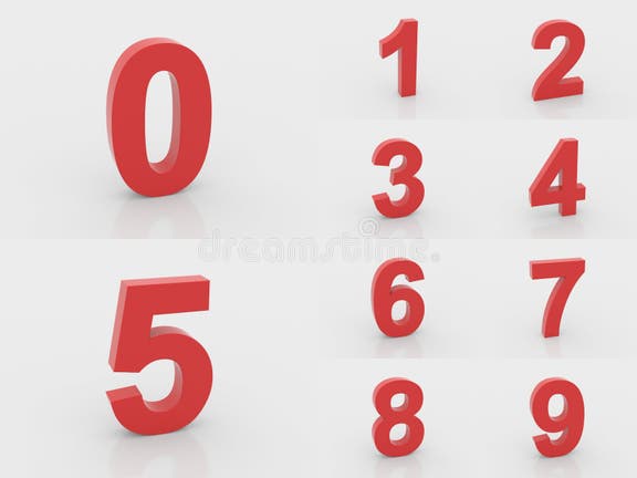 3d red numbers from 0 to 9 stock illustration. Illustration of graphic ...