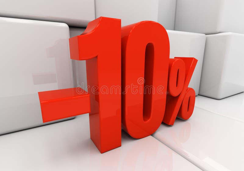 3D red 10 percent stock illustration. Illustration of percent - 51228945