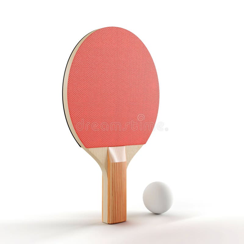 3D of red ping pong paddle stock illustration. Illustration of spin ...