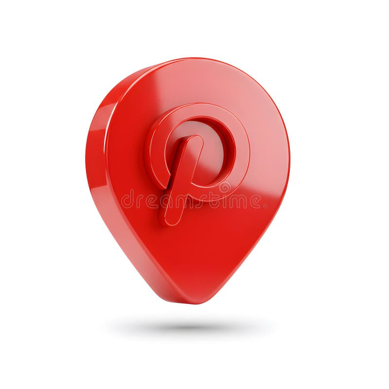 3D Red Pinterest Location Pin Icon Render High Resolution Image Stock ...
