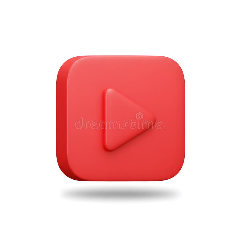 3D Red Play Button Icon Design Element for Multimedia Applications ...