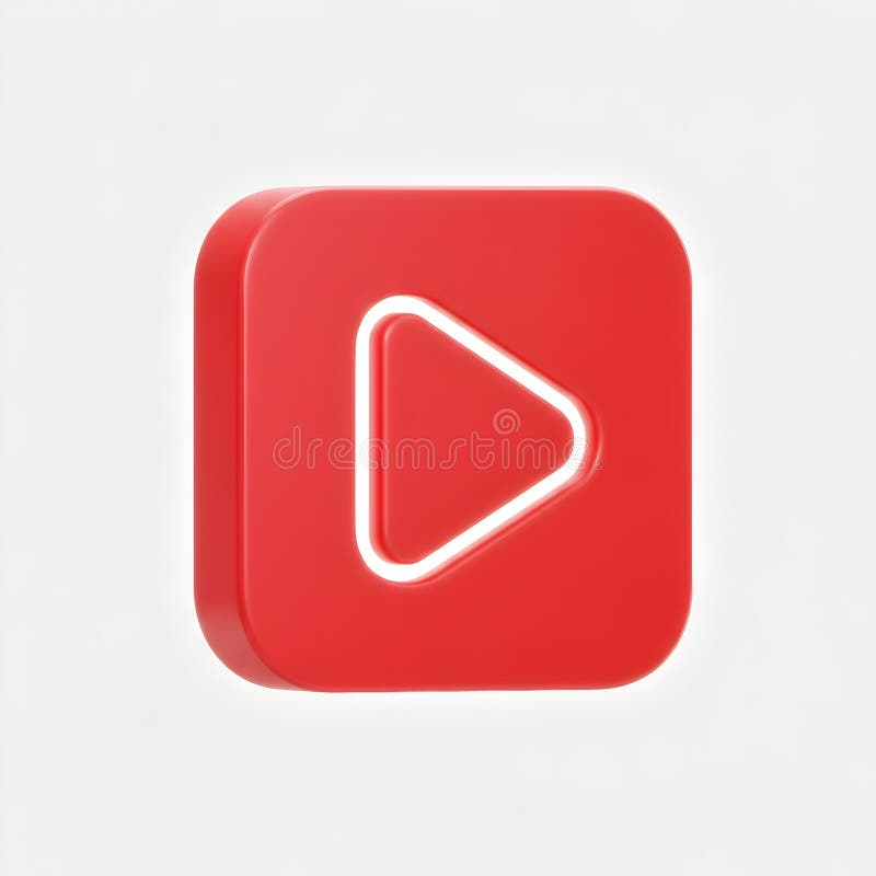 3D Red Play Button Icon: Modern Digital Media Playback Symbol Stock ...