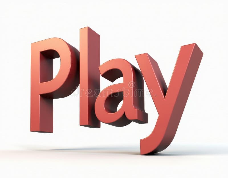 3D Red Play Text Isolated on a White Background. Stock Illustration ...