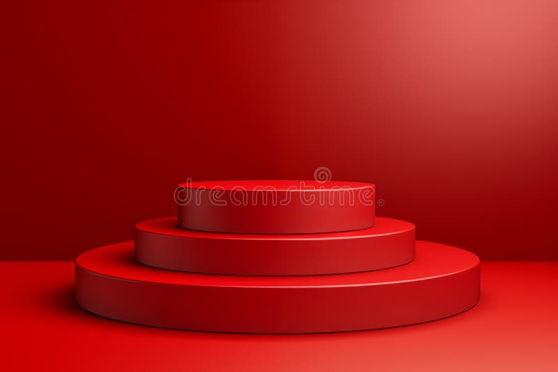 3D Red Podium for Display Product by Generative AI Stock Illustration ...